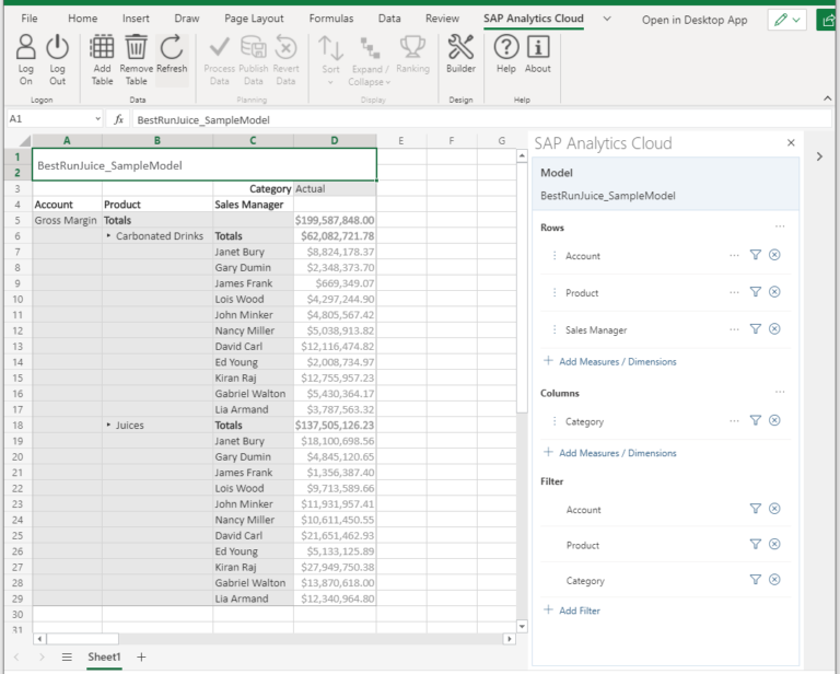 SAP Analytics Cloud add-in for Microsoft Excel
