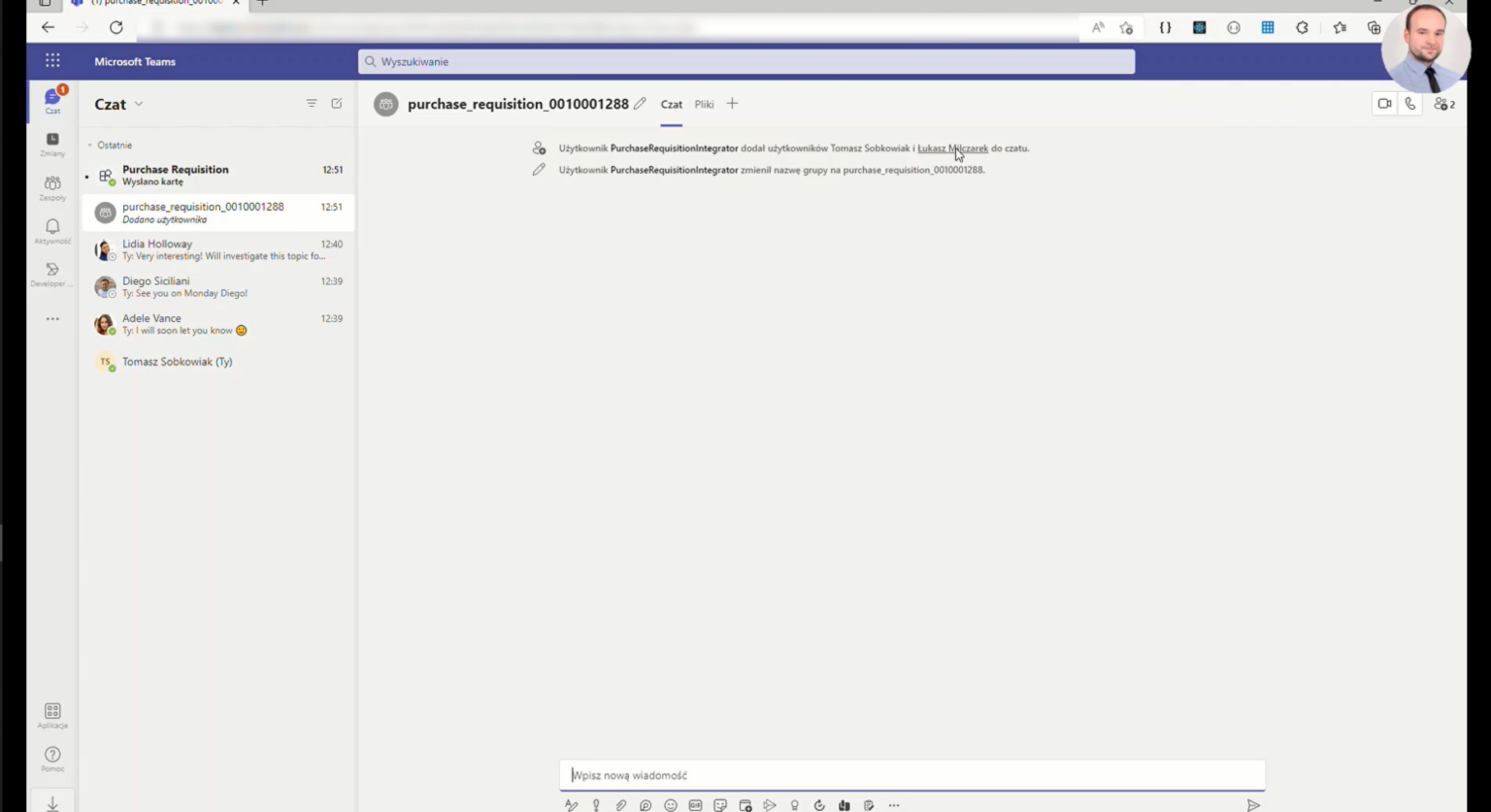 SAP system integration scenario with Microsoft Teams