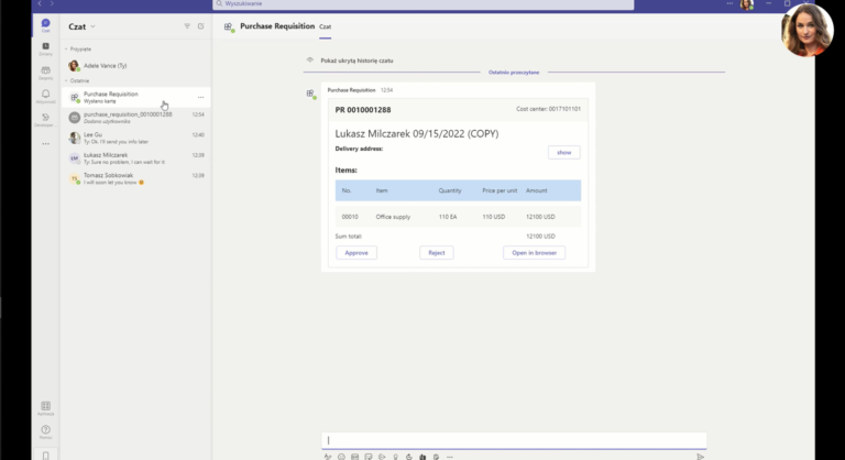 SAP system integration scenario with Microsoft Teams